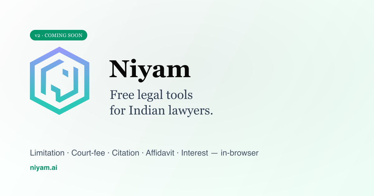 Legal Deadline Counter for Indian Courts · Niyam